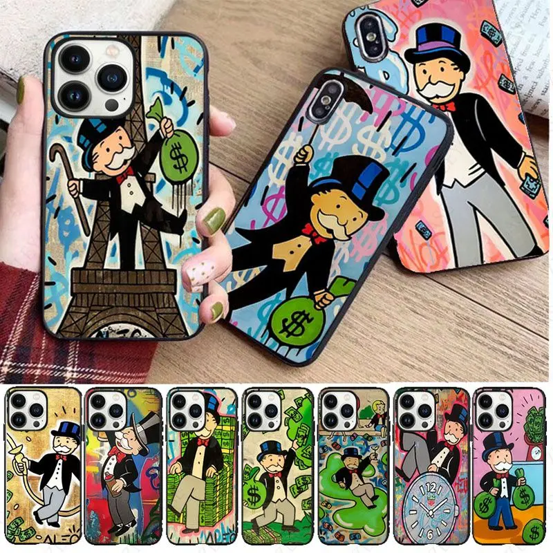 Soft funda Cartoon Dollar Monopoly Phone Cover Para iphone 14pro 11pro ...