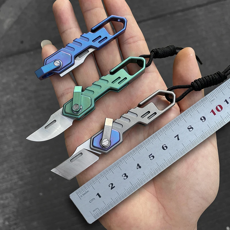 Mini-CNC-One-Piece-Titanium-Alloy-Scalpel-M390-Blade-Folding-Knife-EDC ...