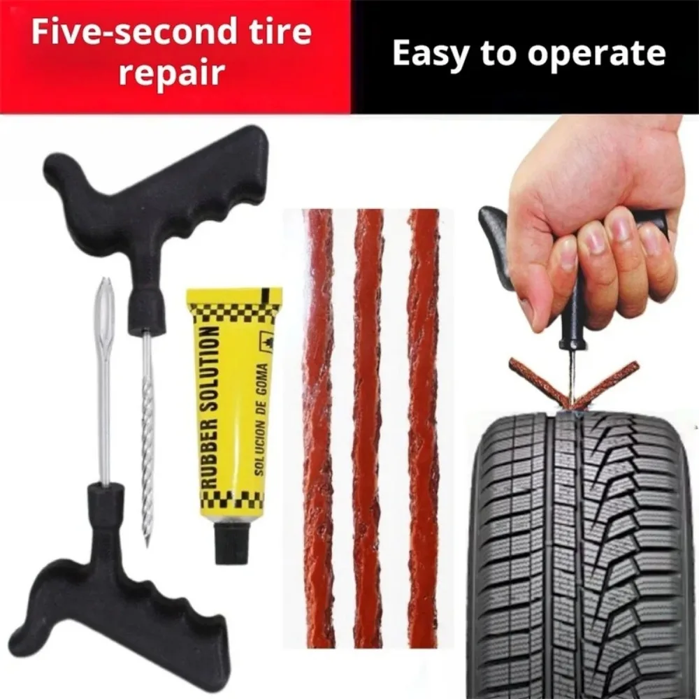Car Tire Repair Tools with Rubber Strips Tubeless Tyre Puncture ...