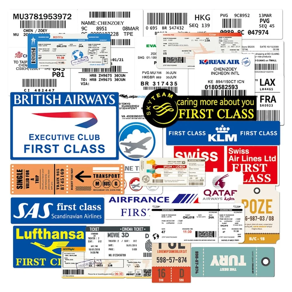 30PCS-Bag-Boarding-Pass-Air-Tickets-Graffiti-Stickers-DIY-Travel ...