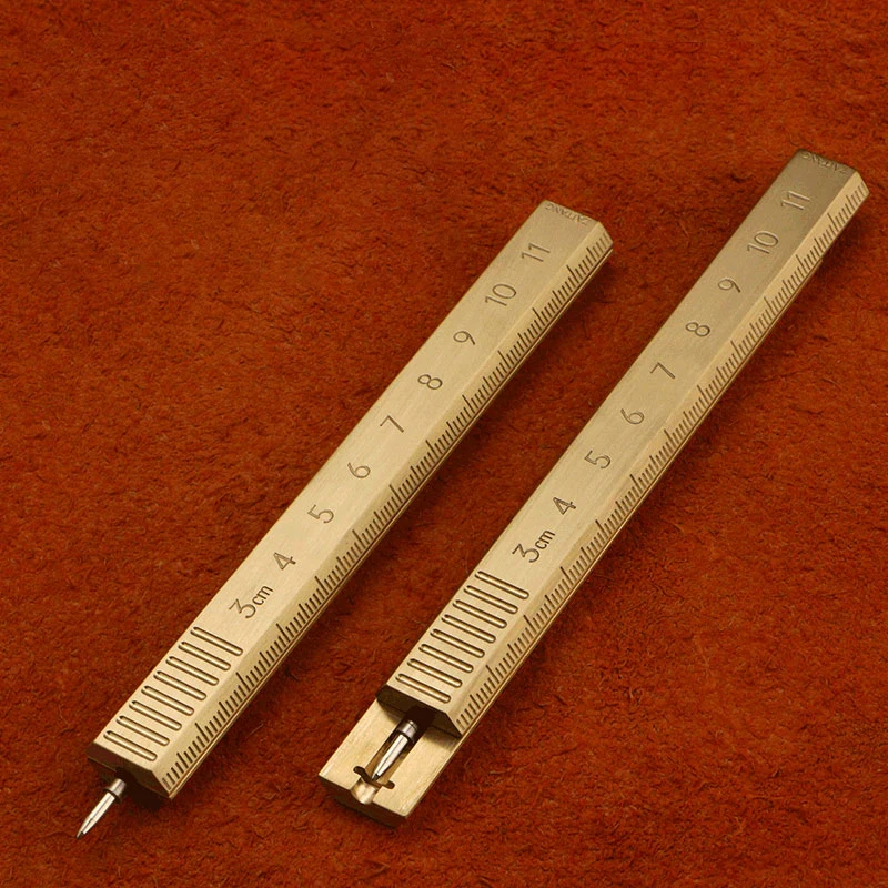 3 In 1 Ruler Gel Pen Protractor Multifunctional Stress Relief Toy Brass ...