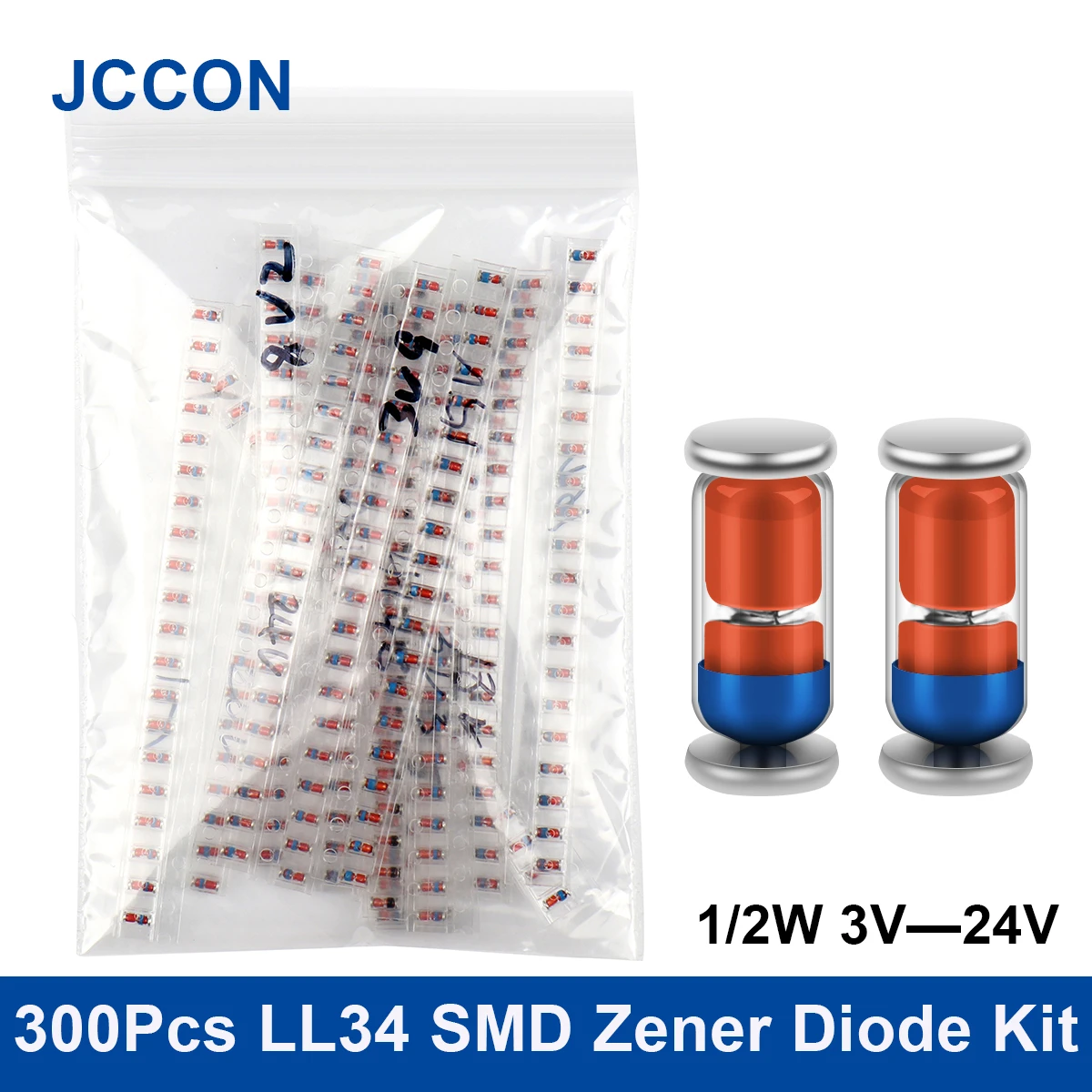 300pcs/lot Ll34 Smd Zener Diode Assorted Kit 1/2w 3v-24v 1n4148 15values X 20pcs Assorstment Kit ...