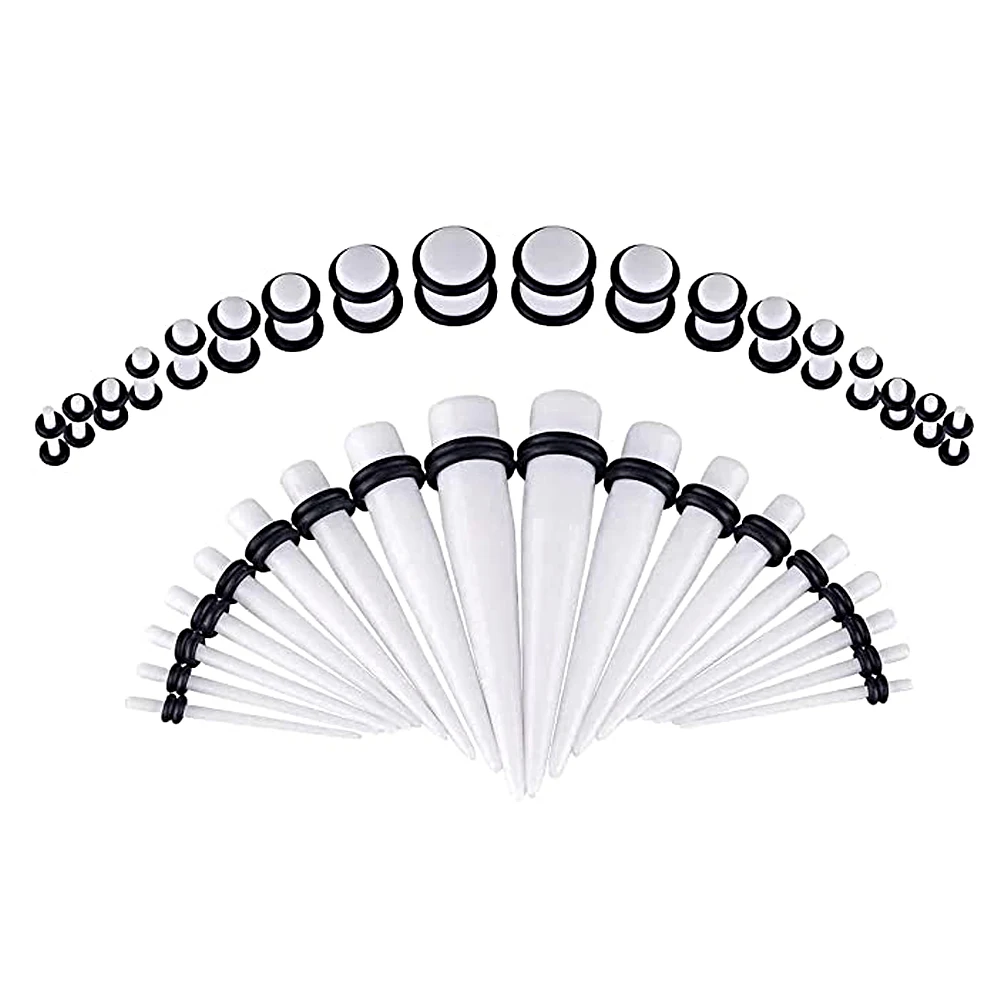 Free Shipping White Acrylic Ear Gauge Taper and Plug Stretching Kits ...