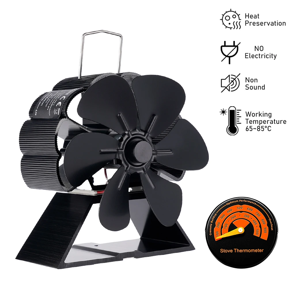 6-Blades-Mini-Fireplace-Fan-Heat-Powered-Stove-Fan-Wood-Log-Burner-Eco ...