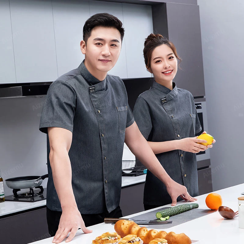 Chef-Short-Sleeve-work-Shirts-Restaurant-Chef-Jacket-Chef-coat-apron ...