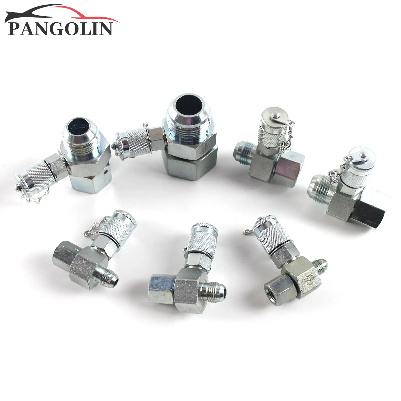 7pcs Hydraulic Swivel Run Tees JIC 37° Series Test Coupling Point for ...