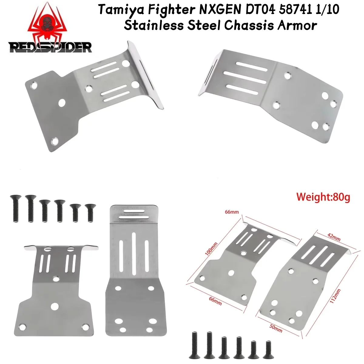 ステンレス鋼シャーシアーマーガード保護タミヤ戦闘機 NXGEN DT04 1/10 スケール RC カーアップグレードパーツアクセサリー ...