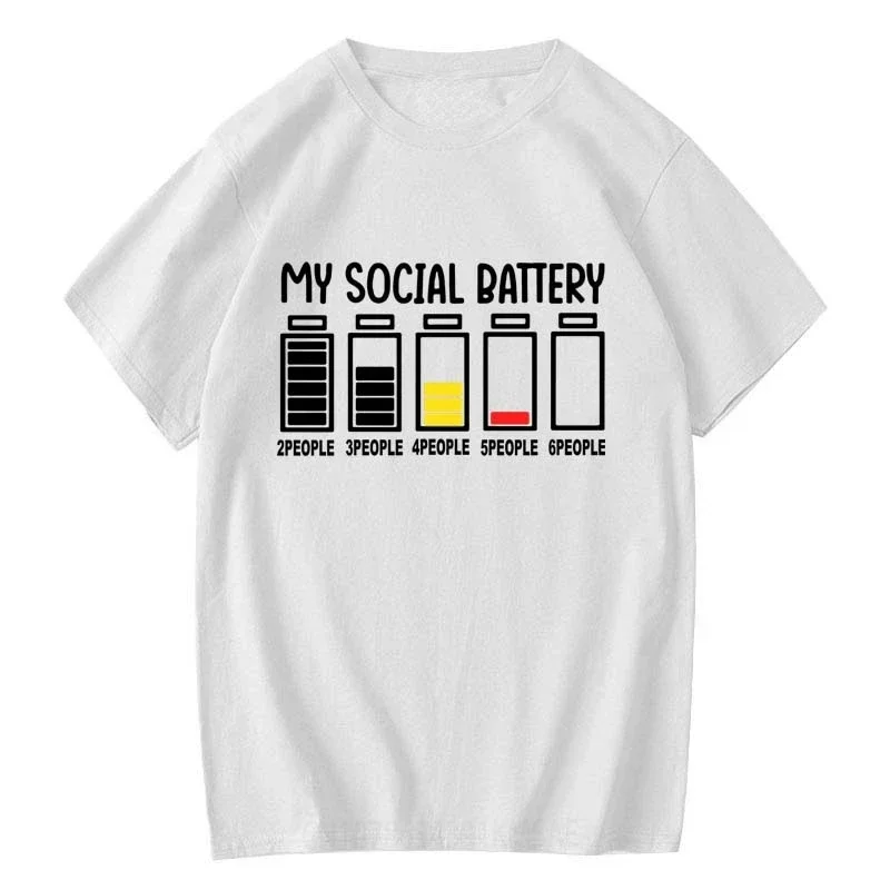 Funny My Social Battery Design Printed Men Tshirt Confortable Casual T ...