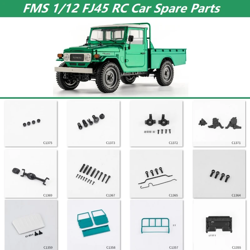 FMS 1/12 FJ45 RC Car Spare Parts Tires Front Bumper Hood Roof Cover ...