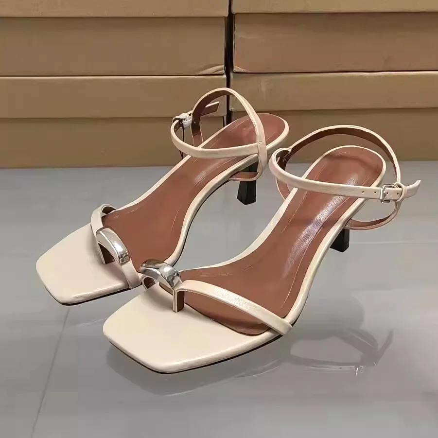 TRAF-Metal-Pinch-Toe-Sandal-Pumps-For-Woman-Square-Head-Open-Toe-Ankle ...