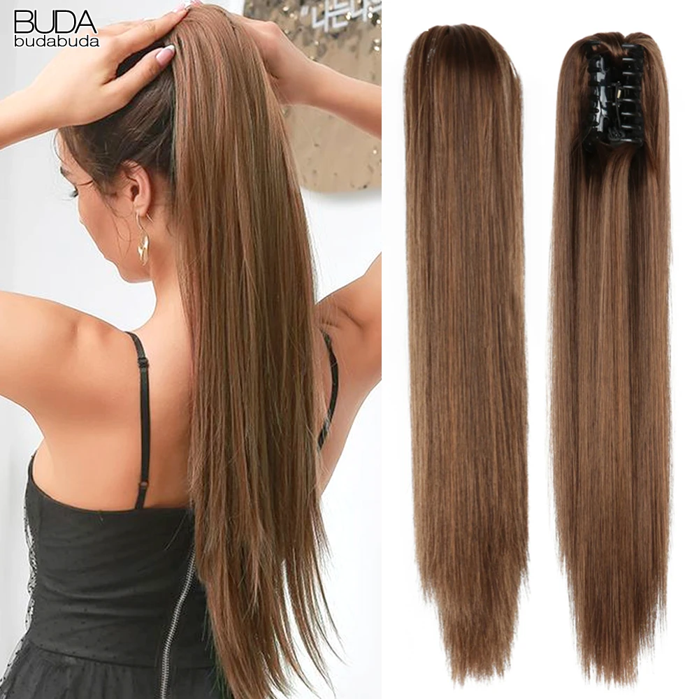 22Inch-Synthetic-Ponytail-Hair-Extension-Long-Straight-Claw-Clip ...