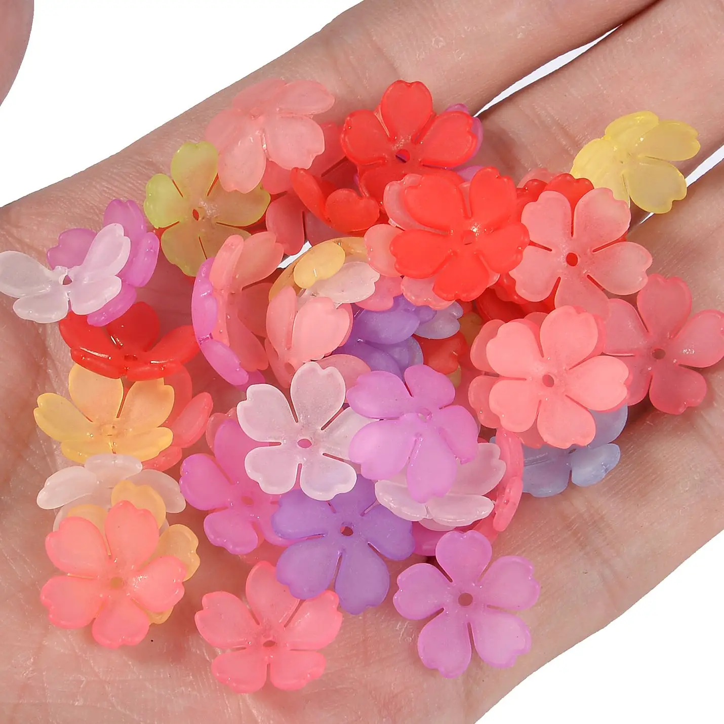 50-100pcs-14-26mm-Mixed-Color-Clear-AB-Clover-Big-Flower-Beads-Acrylic ...