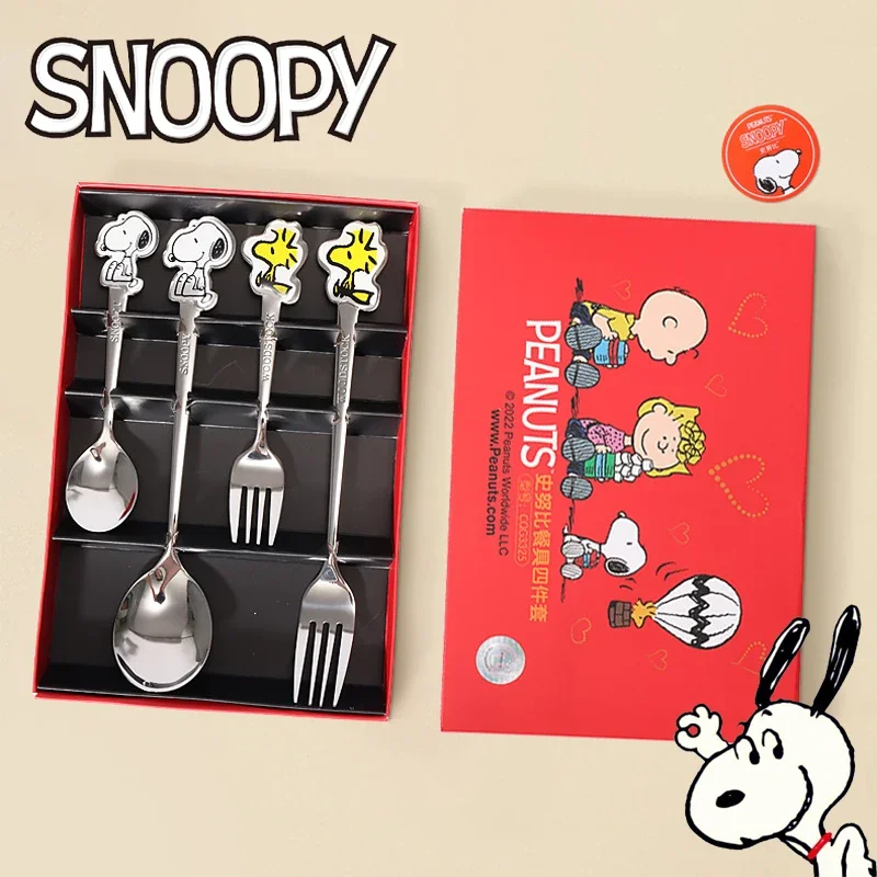 4Pcs-Snoopy-Dinnerware-Gift-Box-Set-Stainless-Steel-Steak-Fork-Coffee ...