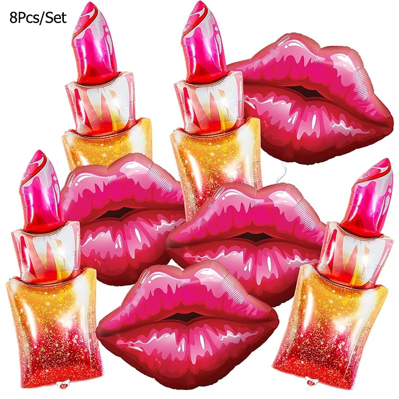 8pcs Large Lipstick Red lips and Valentine's Day Theme Party Decoration ...