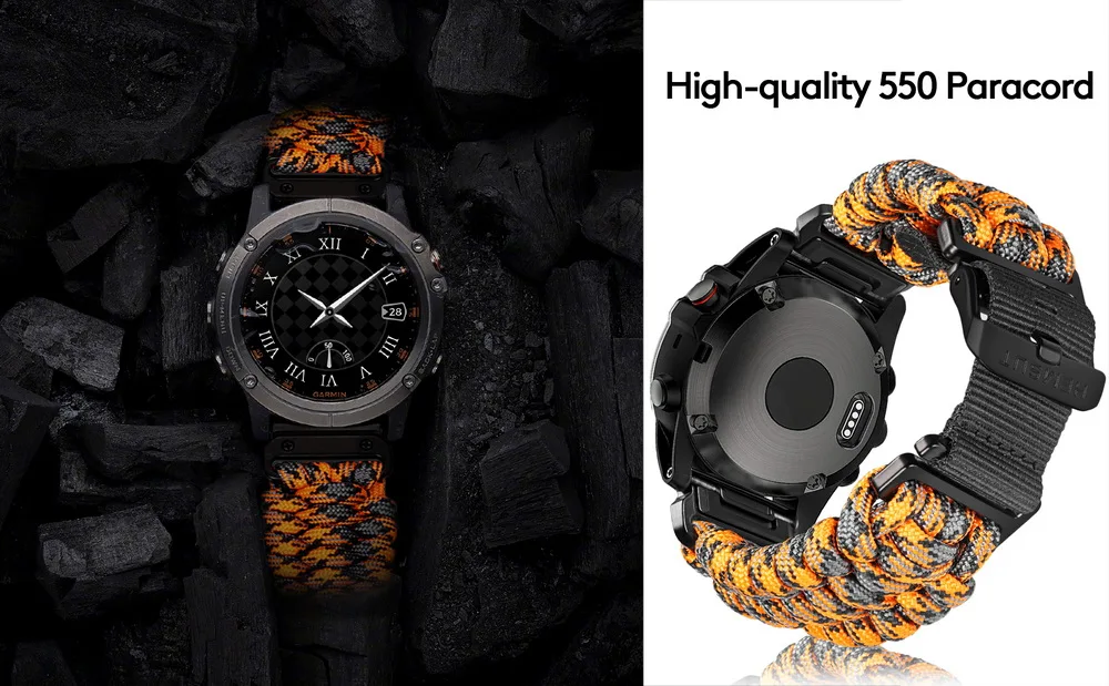 Ремінець Hemsut для годинників HGA145 Rugged Paracord Garmin Army Green ...