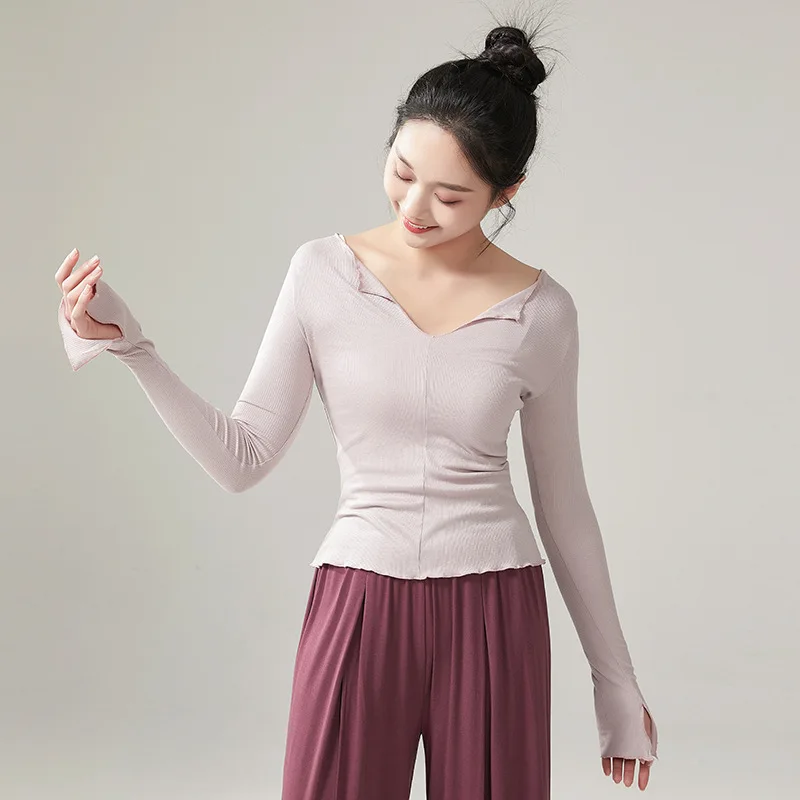 Classical Dance Tops V Neck Split Flared Sleeves Clothing Elegant Women ...