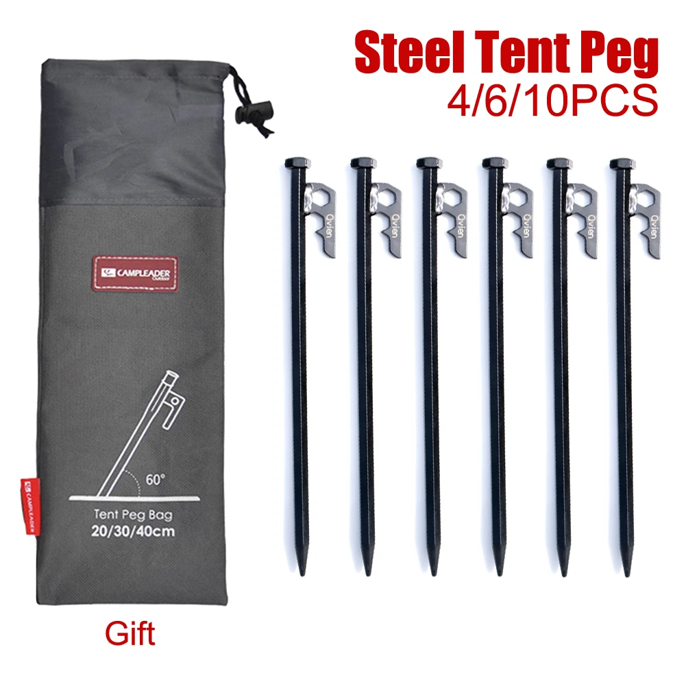 4/6/10pcs Camping Tent Pegs Steel Stakes 20/25/30CM Ground Nail Outdoor ...