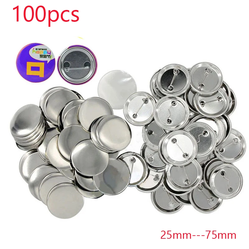 NEW-100PCS-Metal-Button-Pins-Blank-Button-Badge-Parts-Maker-25MM-32MM ...