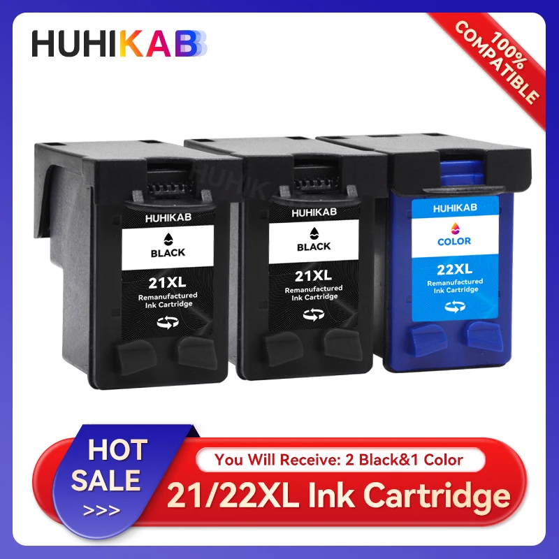 HUHIKAB Cartuchos de tinta remanufaturados para HP 21, 22, XL, 22, HP ...