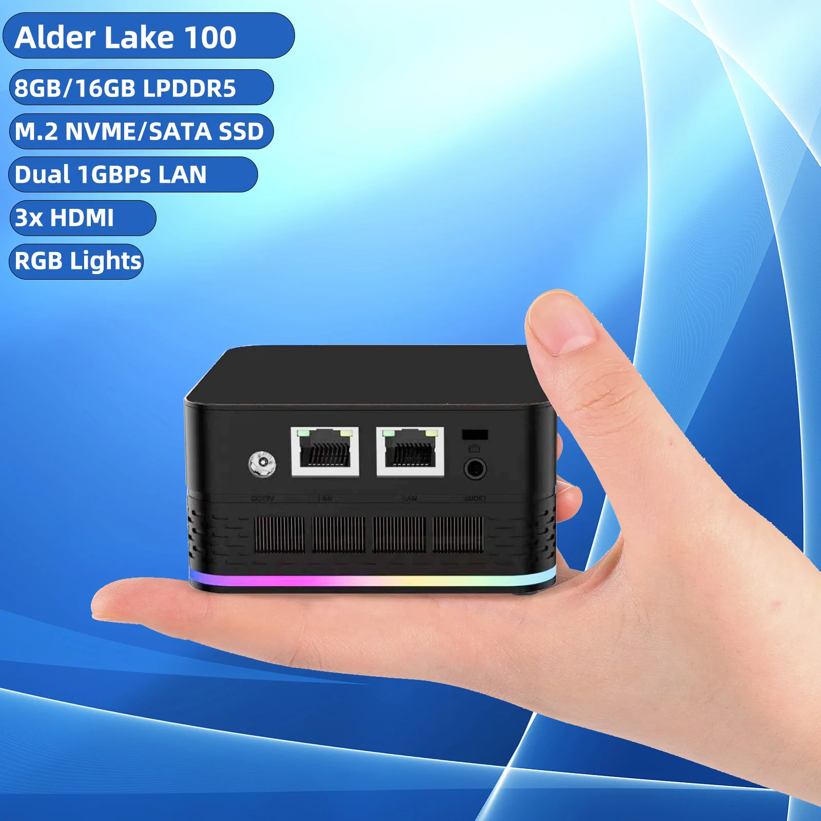 T9 Plus Mini PC Intel Alder Lake N100 16GB DDR5 1TB NVMe SSD Windows 11 Game Computer Dual LAN ...