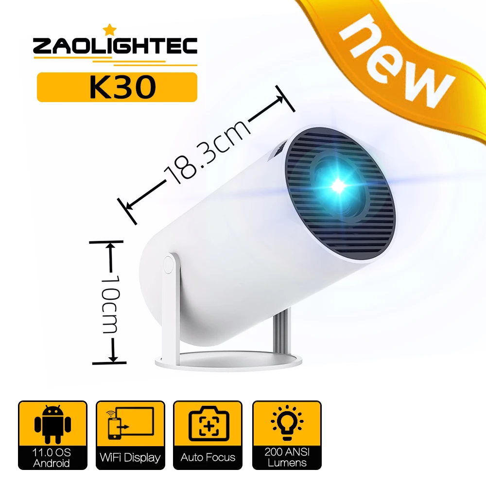 ZAOLIGHTEC K30 1080P HD Projector Support 4K Mini Video Projetor ...