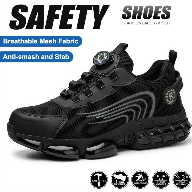 Indestructible Steel Toe Work Shoes for Men Rotating Button Safety ...