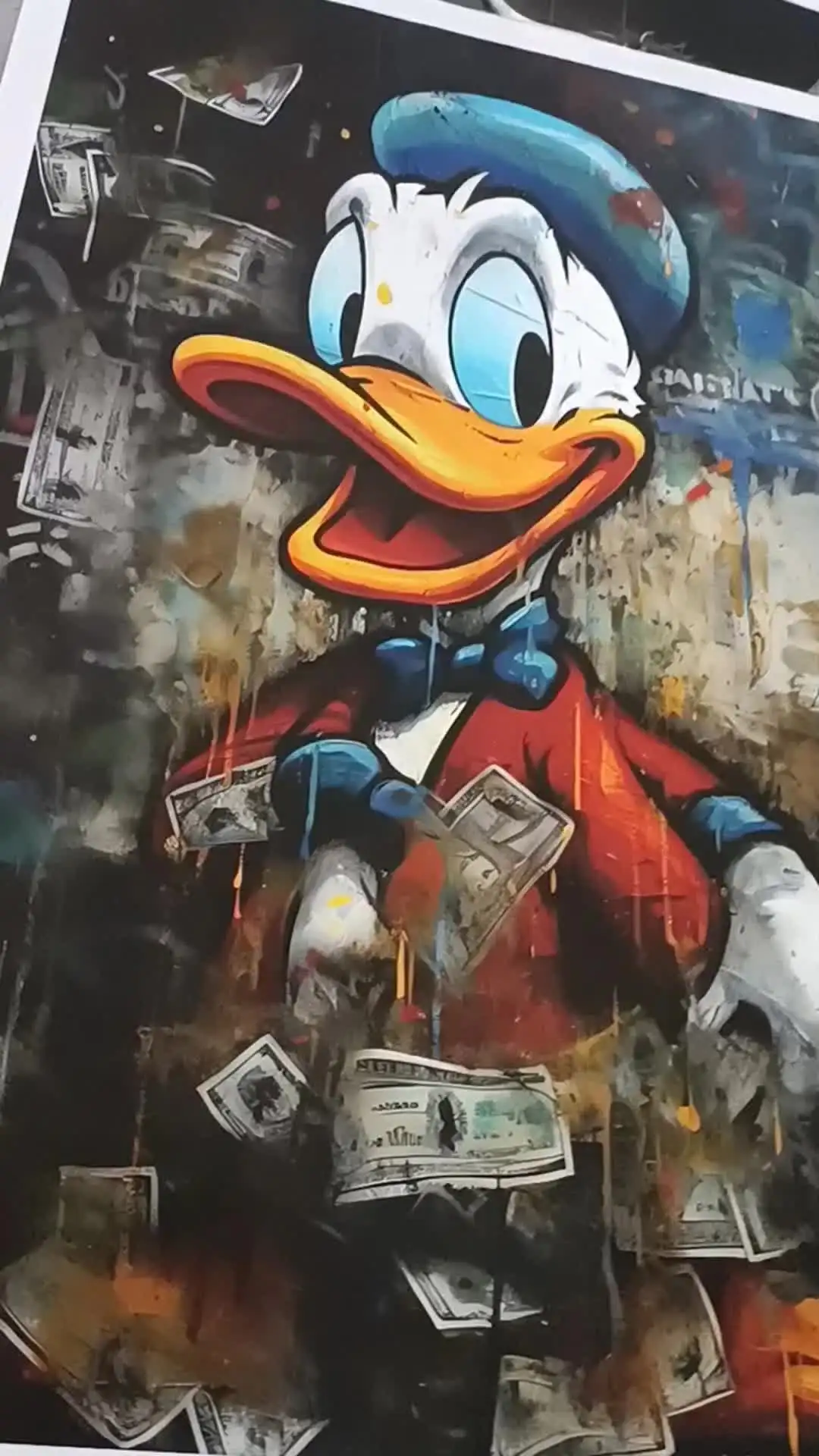 Плакат с изображением биткоина и утки, диснеевские граффити, забавный ...