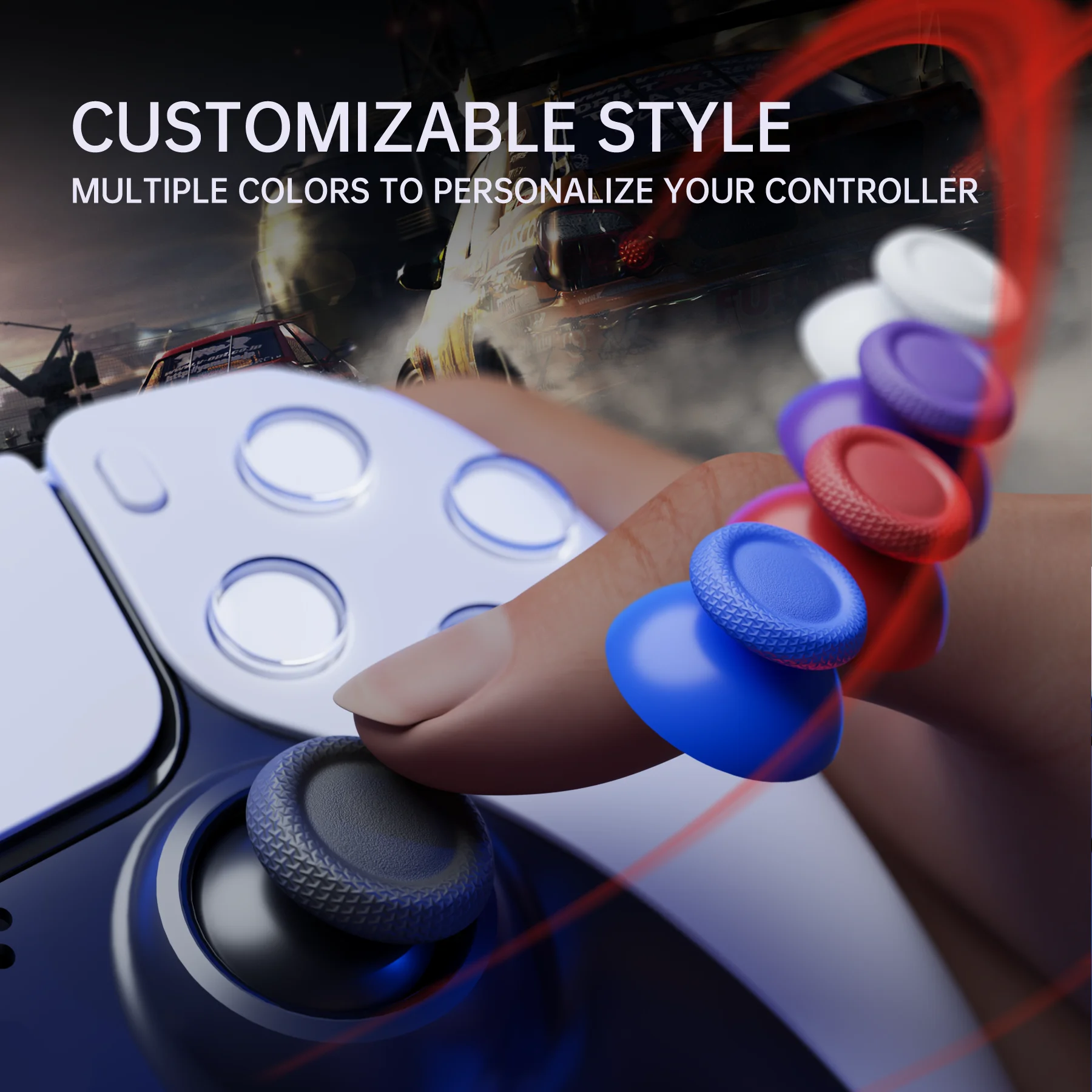 eXtremeRate Black 2 Pairs Universal Replacement Thumbsticks for PS5 ...