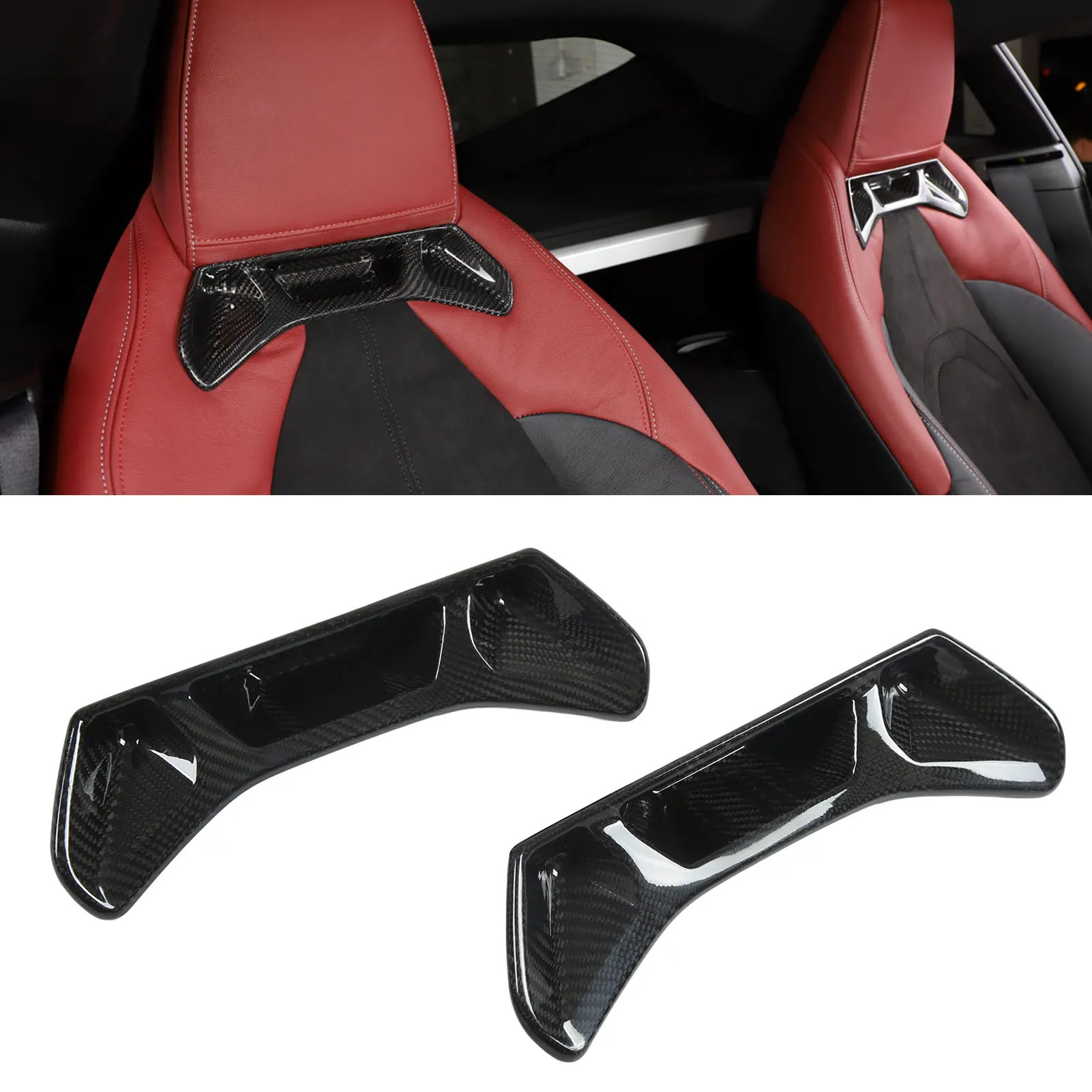 Real Carbon Fiber Car Seat Headrest Cover Frame Interior Seat Panel ...