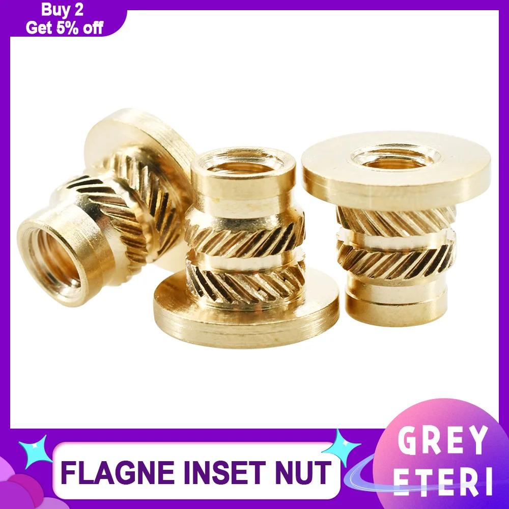 M2 M2.5 M3 M4 M5 M6 M8 Flange Insert Nut Brass Metric Threaded Nutsert ...