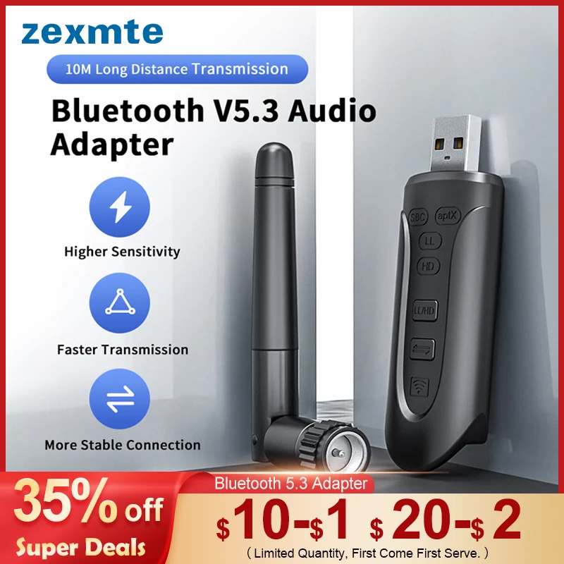 Zexmte-Bluetooth-5-3-Adapter-for-PC-Speaker-USB-Bluetooth-Audio ...