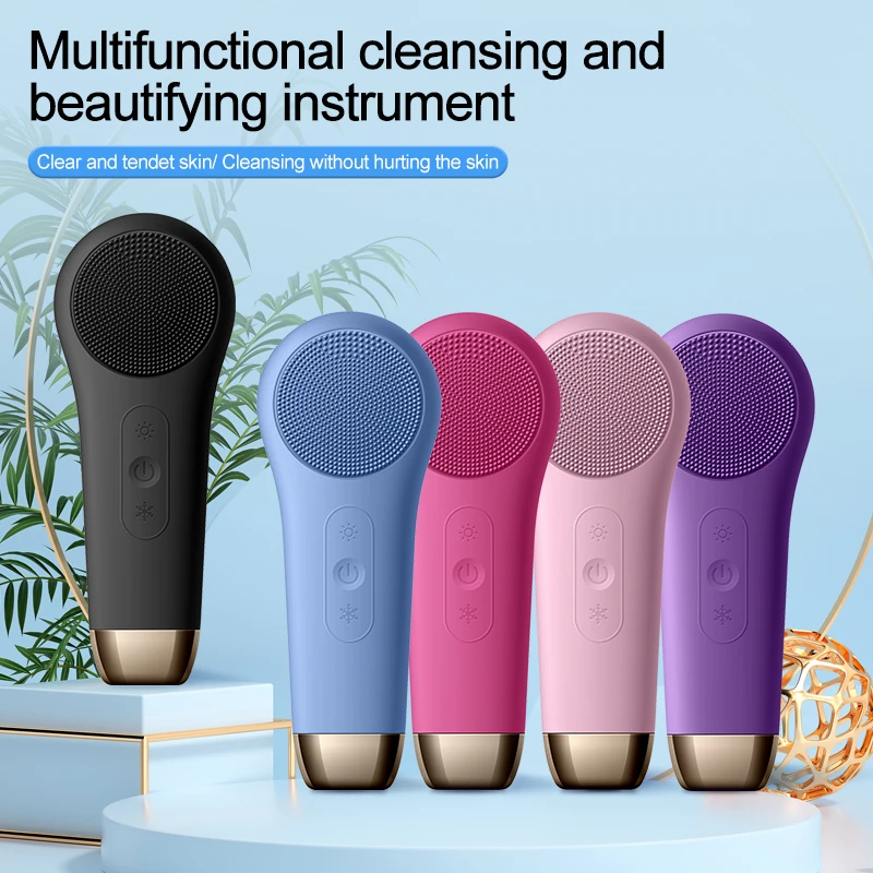 Electric-Facial-Cleansing-Brush-Silicone-Ultrasonic-Vibration-Face ...