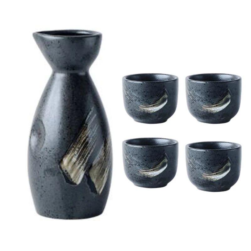 5 pçs conjunto de copos de saquê japonês retro cerâmica saquê vinho ...