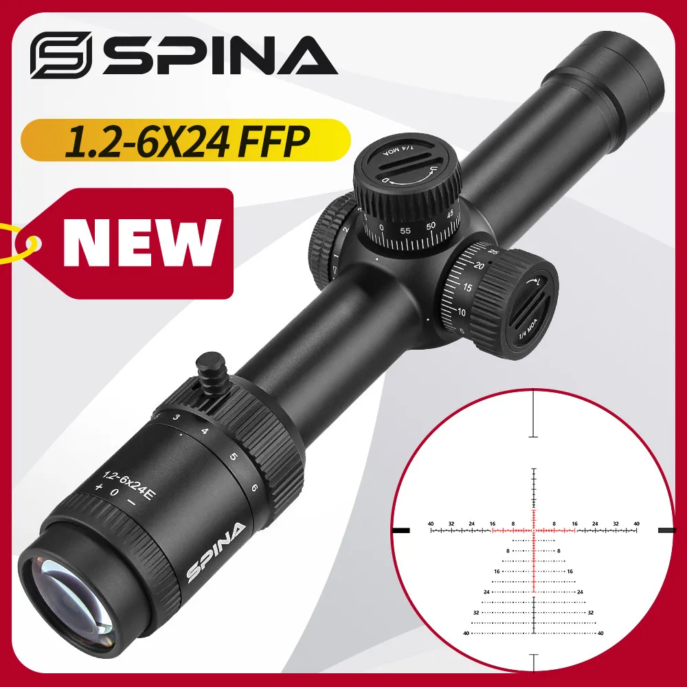 SPINA Optics FFP/SFP 1.2-6x24 Red/Green Illuminant Compact Sight 30mm Tube Diameter Tactical ...