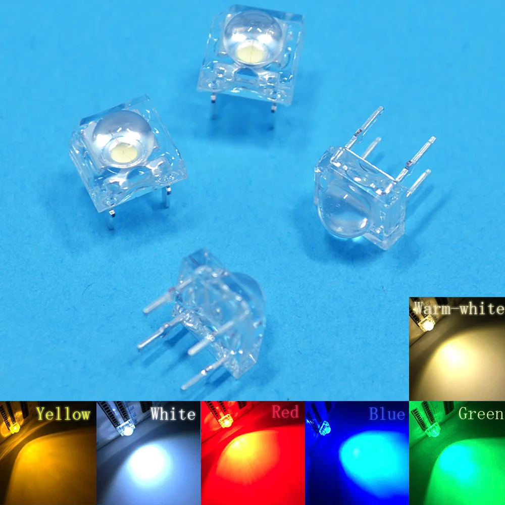 100pcs Min F5 5mm Red Green Blue White Yellow Dome Flux Water Clear ...