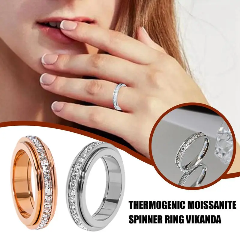 New-Anxiety-Ring-Single-Row-Rotary-Ring-Thermogenic-Moissanite-Spinner ...