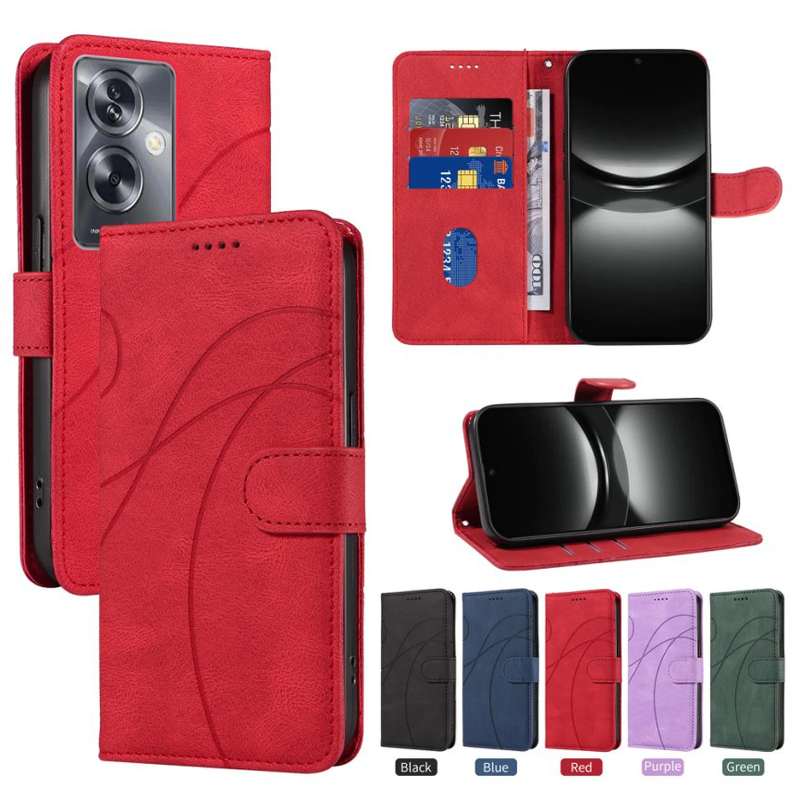 Leather Cover For OPPO A98 A97 A96 A95 A94 A93 A92S A79 A78 A77 A76 A74 ...