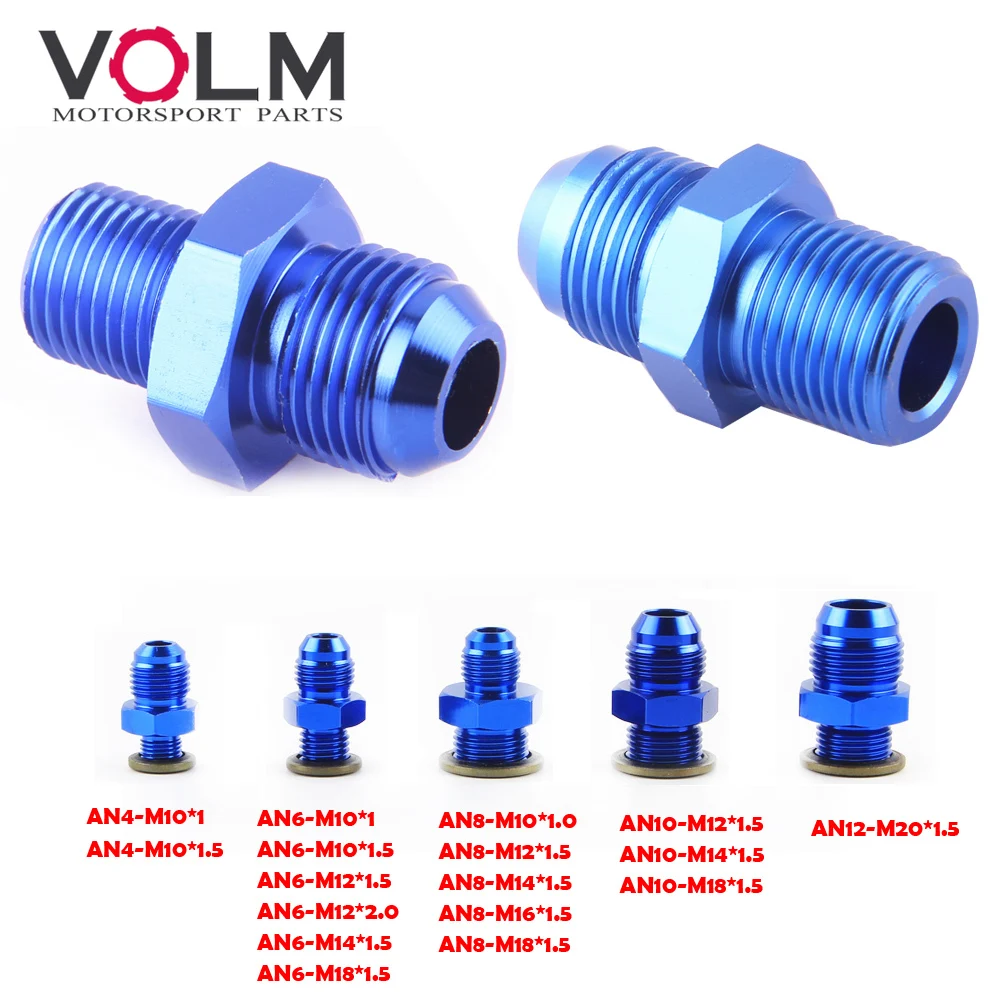 An6 An8 An10 M14 M16 M18 Straight Male Flare Union Fuel Oil Air Hose Fitting Adapter - Hoses ...