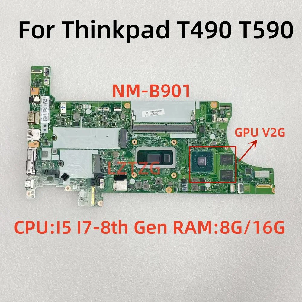 Lenovo ThinkPad T490/T590 노트북 마더보드 CPU I5 I7-8세대 GPU 2G RAM 8G/16G ...