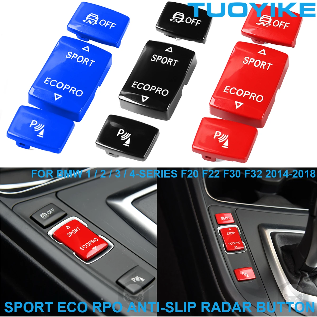 Car Console Sport ECO Pro ESP Anti slip Radar Sensor Button Trim For BMW 1 2 3 4 Series F20 F21 ...