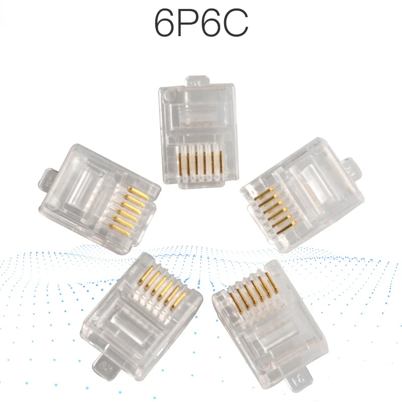 40pcs 6p6c Durable 6 Pin Rj11 Rj-11 Modular Plug Telephone Phone ...