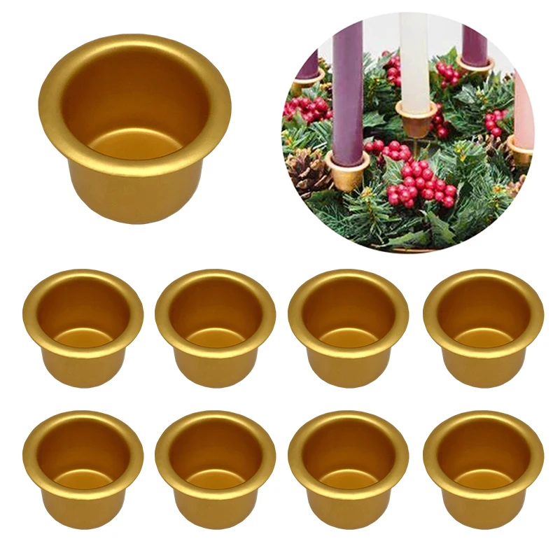 10pcs-Home-Mini-Golden-Candle-Cup-Candle-Holder-Stand-Cup-Candle-Drip ...