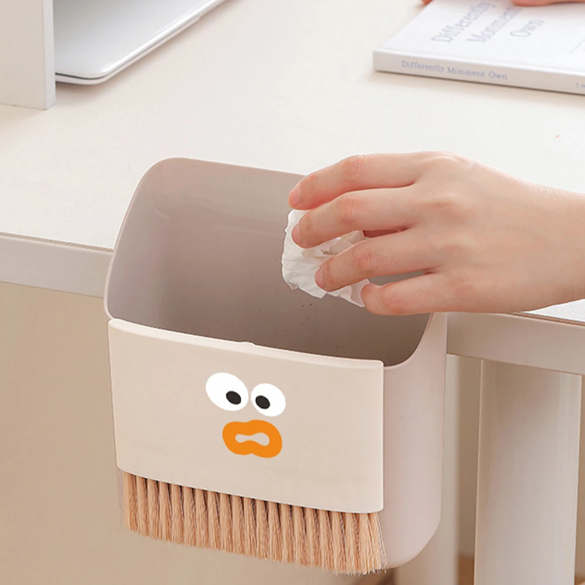 WORTHBUY-Wall-Mounted-Desktop-Trash-Can-With-Broom-Office-Wastebasket ...