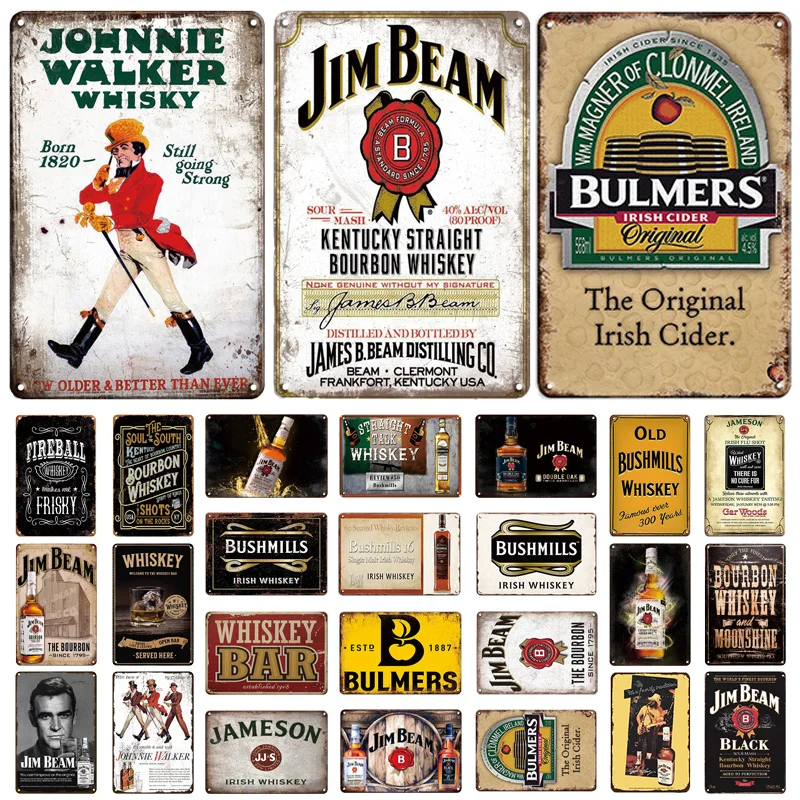 Retro-Vintage-Plate-Whisky-JIMBEAM-Metal-Sign-Vintage-Tin-Sign-Plate ...