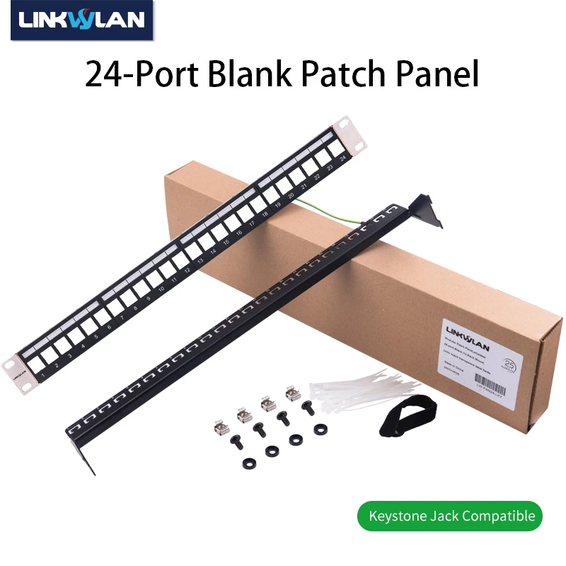 19-1U-24-Port-Unload-Keystone-Type-Modular-Blank-Patch-Panel-With-Cable ...