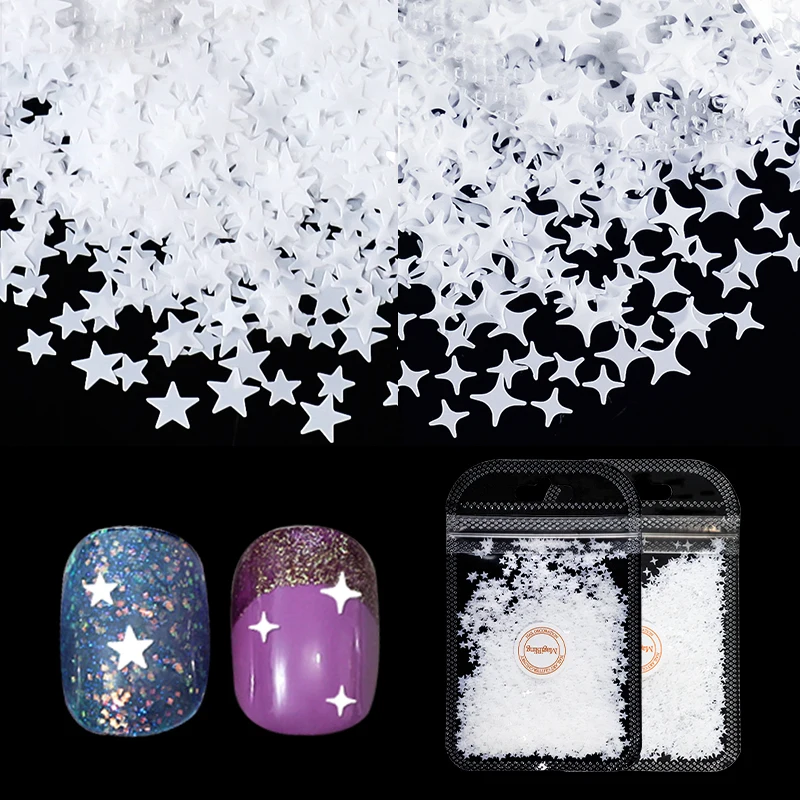 Star-Nail-Art-Flakes-Glitter-White-Black-Sticker-Sparkly-Moon-Shape ...