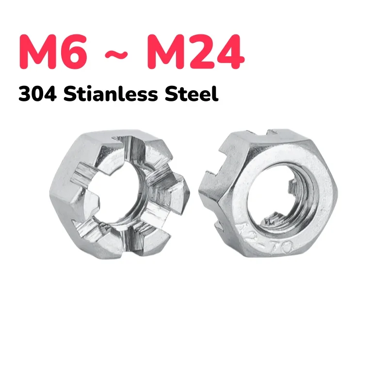 304 Stianless Steel M6 M8 M10 M12 M14 M16 M18 M20 M24 Castle Crown ...