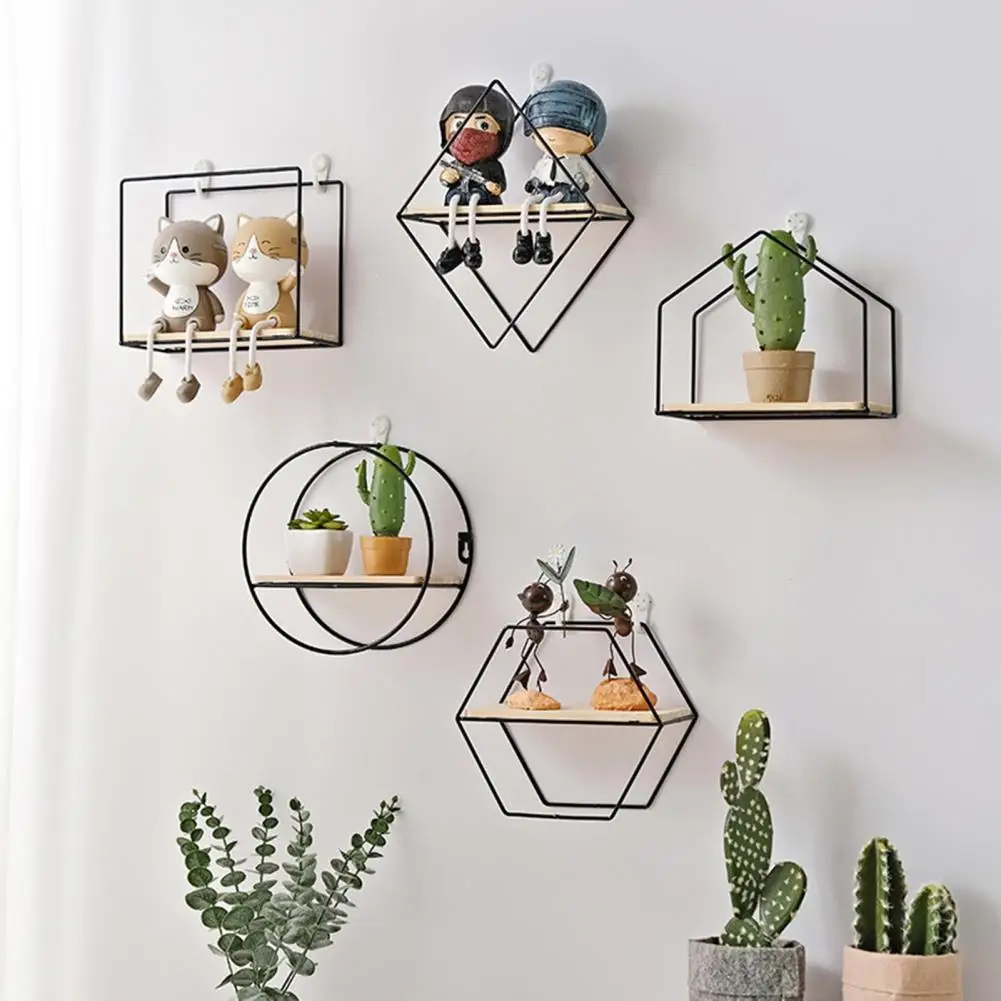 Iron-Storage-Shelf-Geometric-Nordic-Style-Storage-Rack-Novelty-Artistic ...