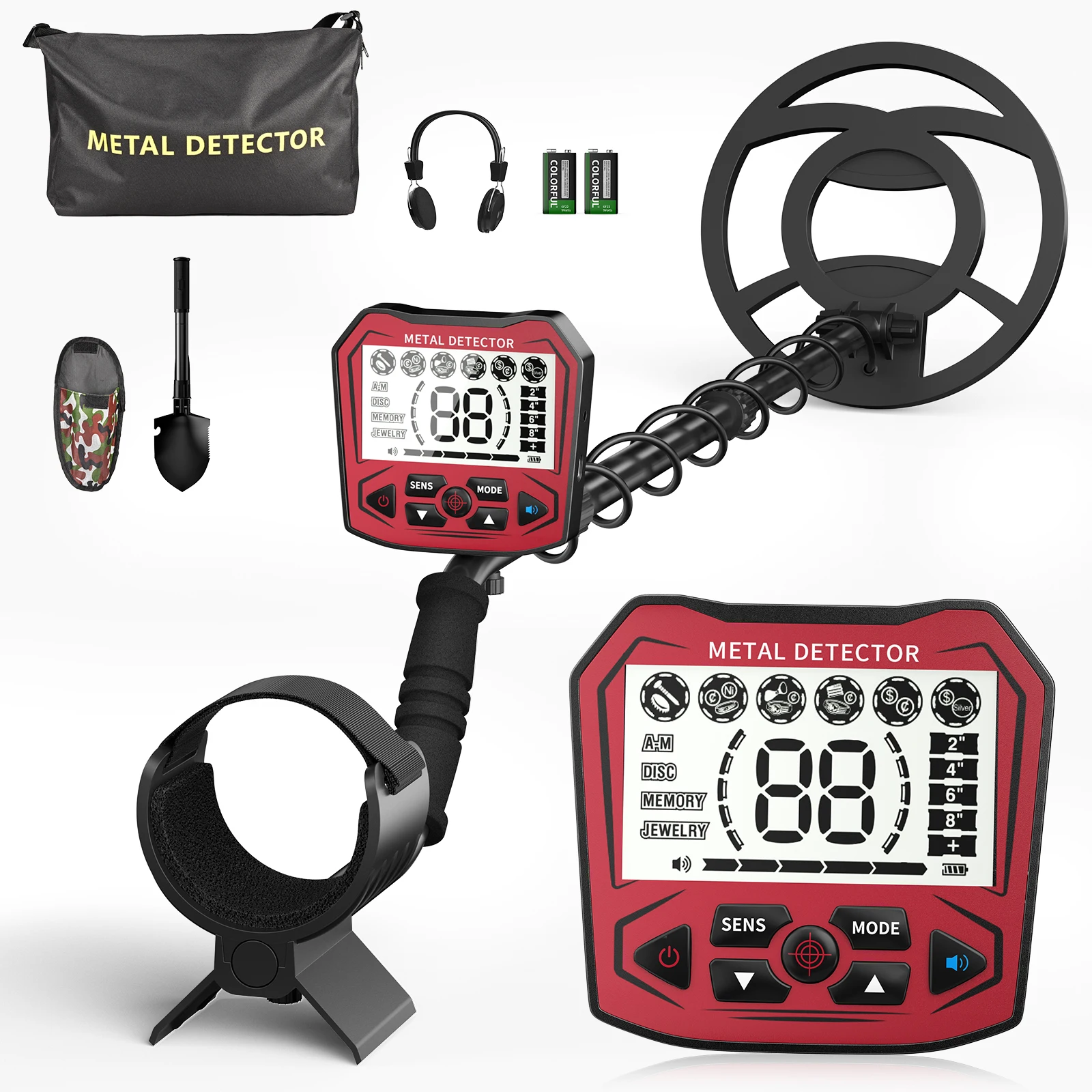 High Precision Metal Detector Adjustable Length 113-141cm, 5 Modes ...
