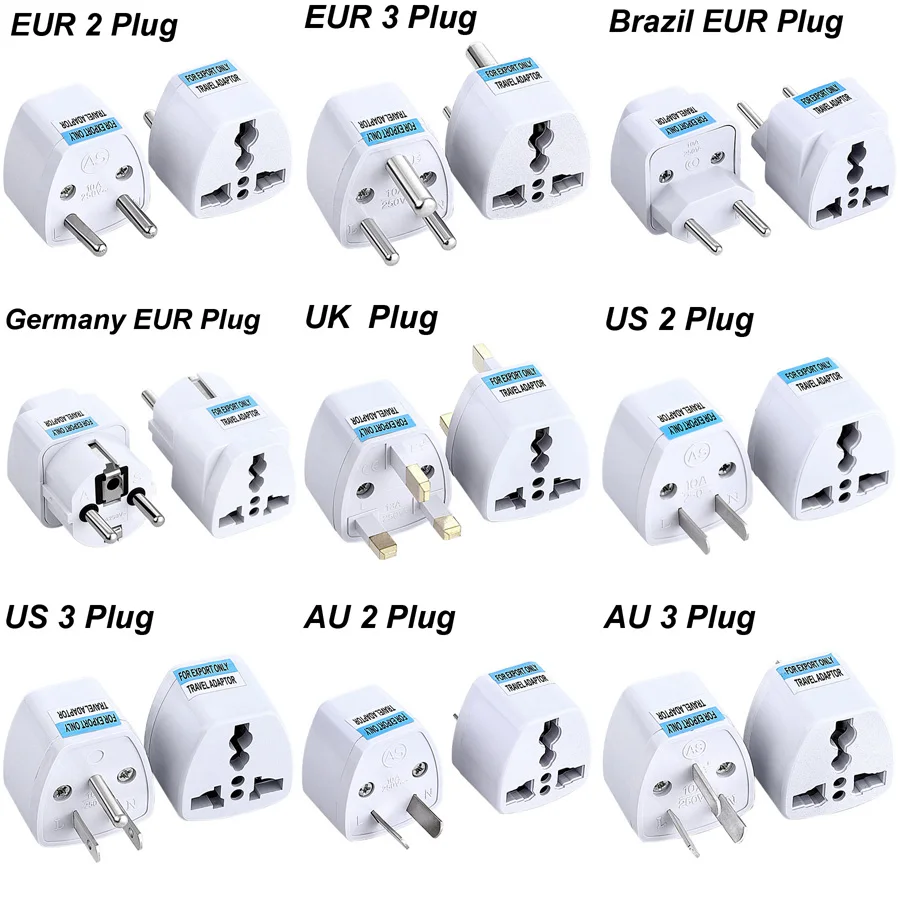 European EUR AU EU To US UK Power Plug Adapter USA Israel Brazil Travel ...